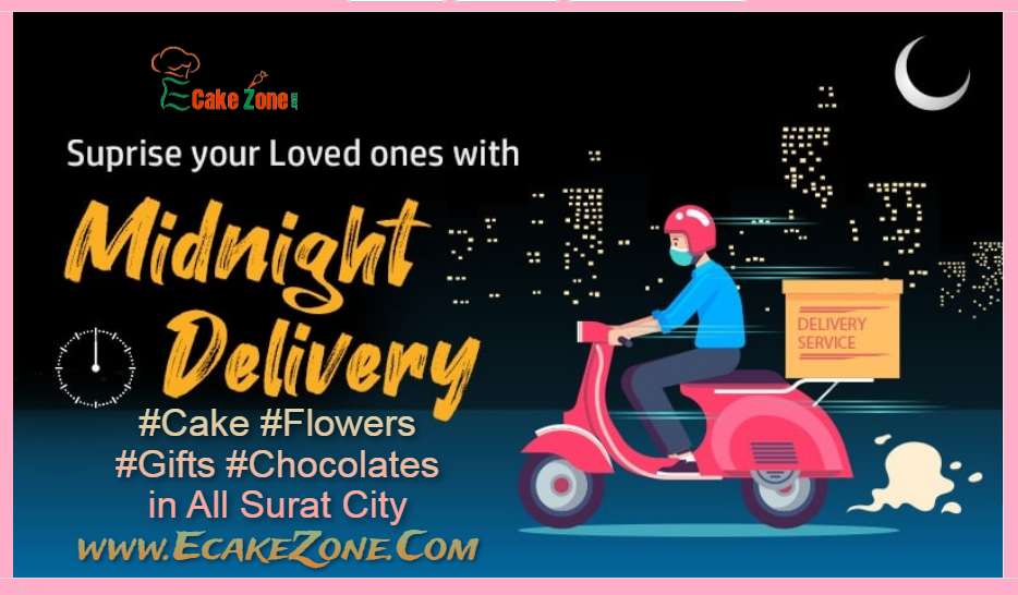 Midnight Cake Delivery Surat, Midnight Flowers Send to Surat